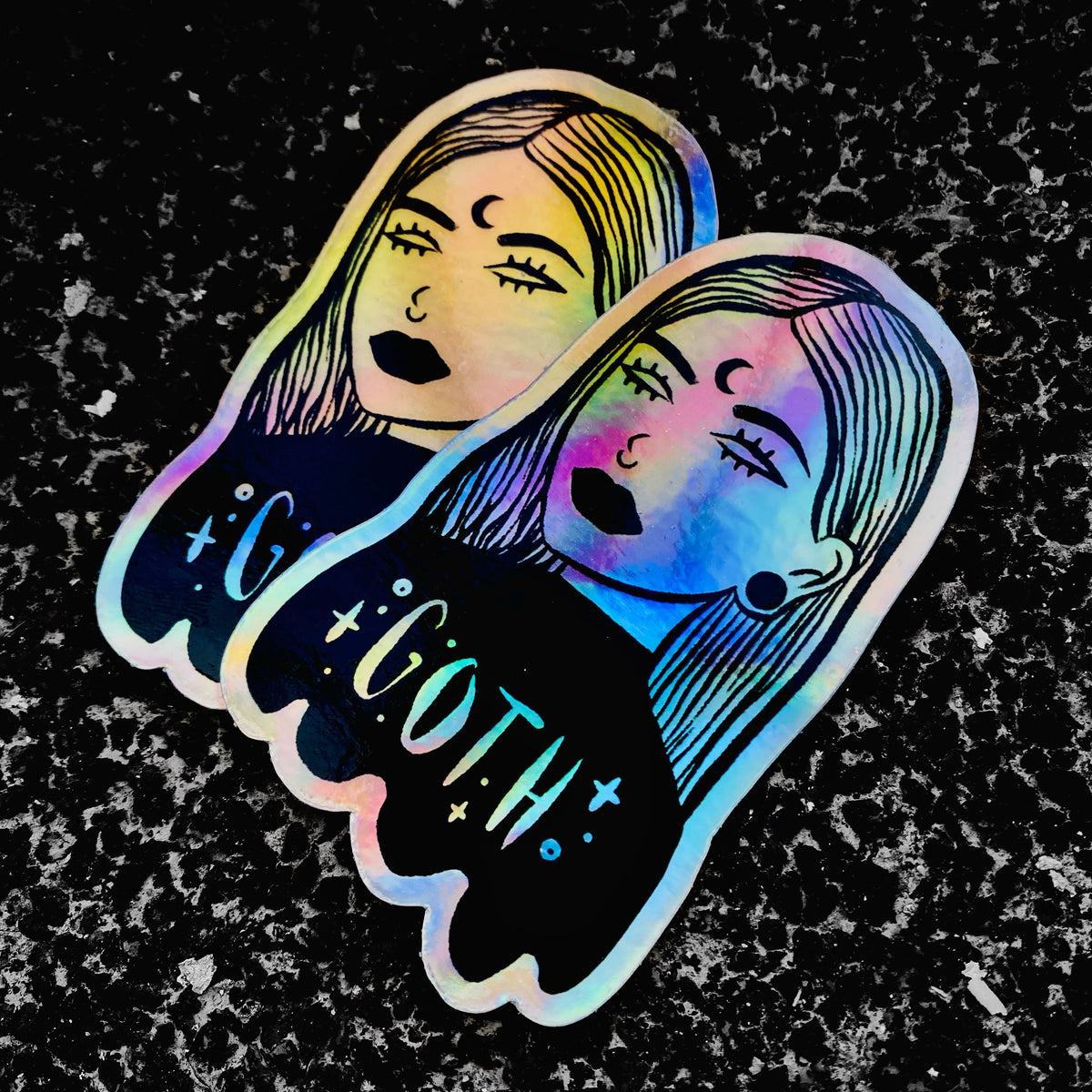 GOTH GHOUL HOLOGRAPHIC VINYL STICKER – illustraxiey